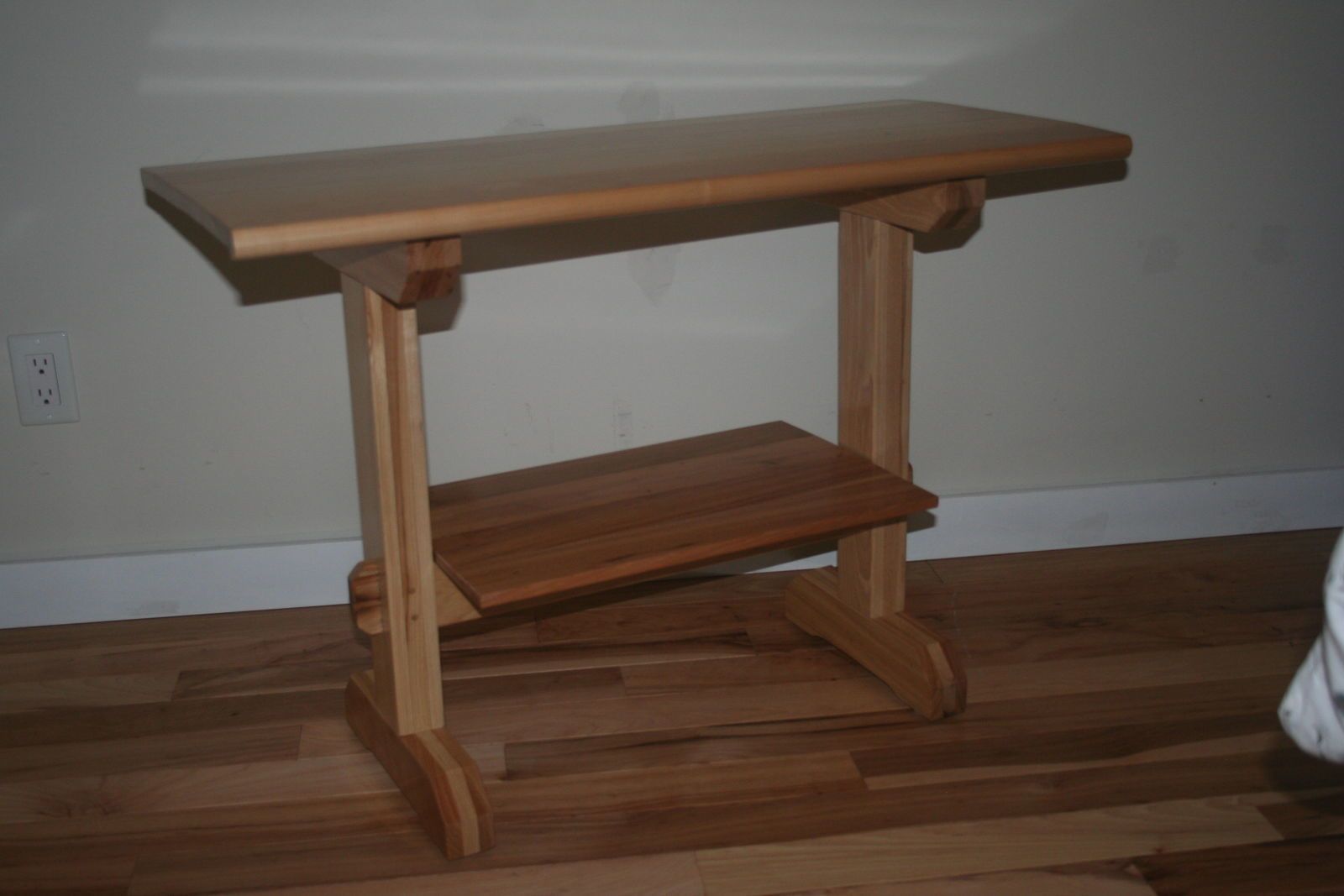 Two styles of suitcase tables made with hickory flooring. - FineWoodworking