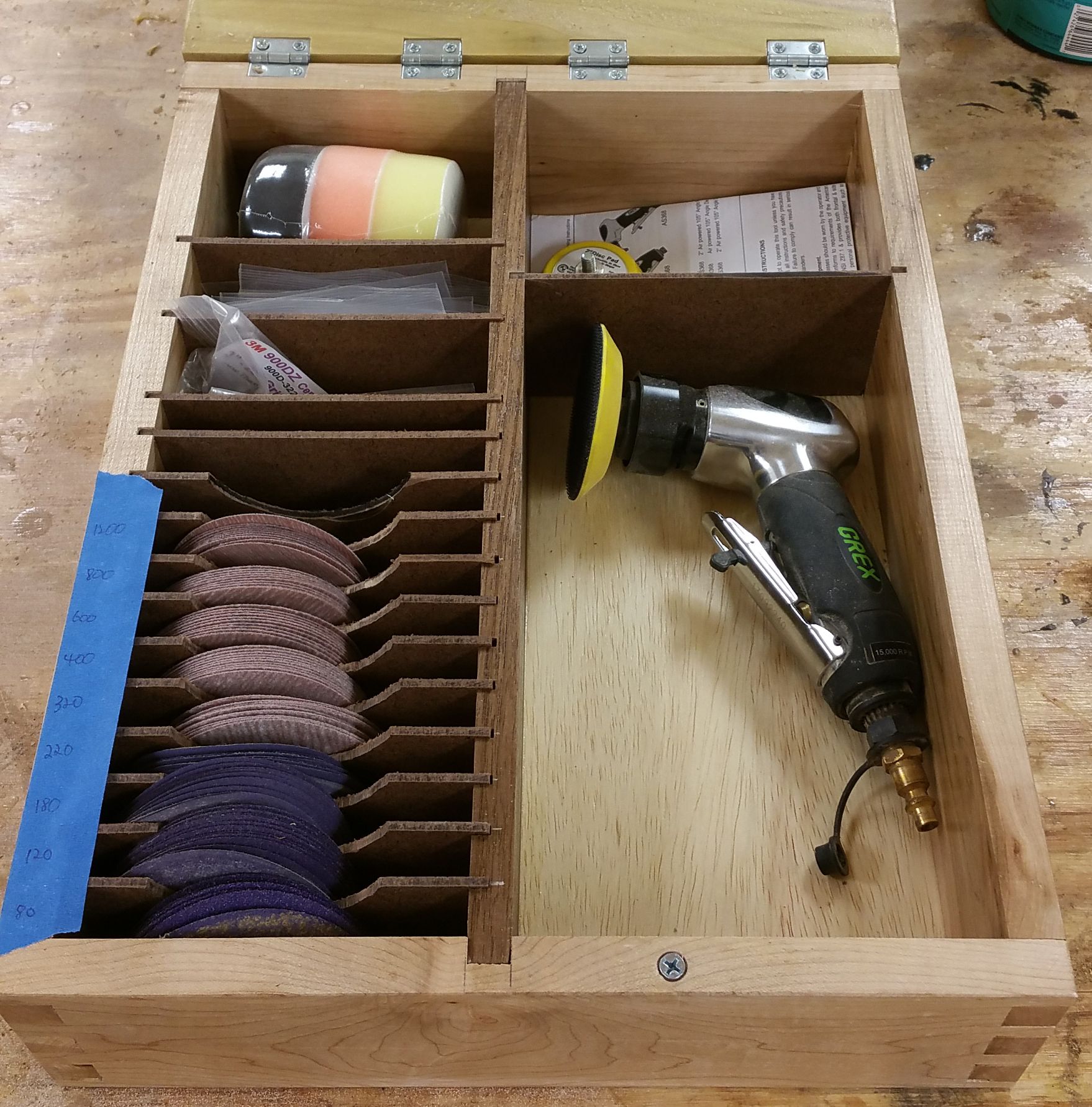 Upcycled air sander storage box - FineWoodworking