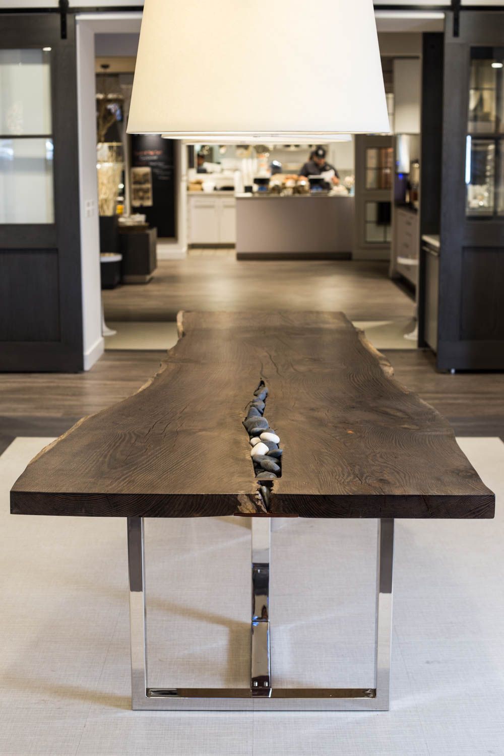 Oxidized Red Oak with Polished Stainless Base - FineWoodworking