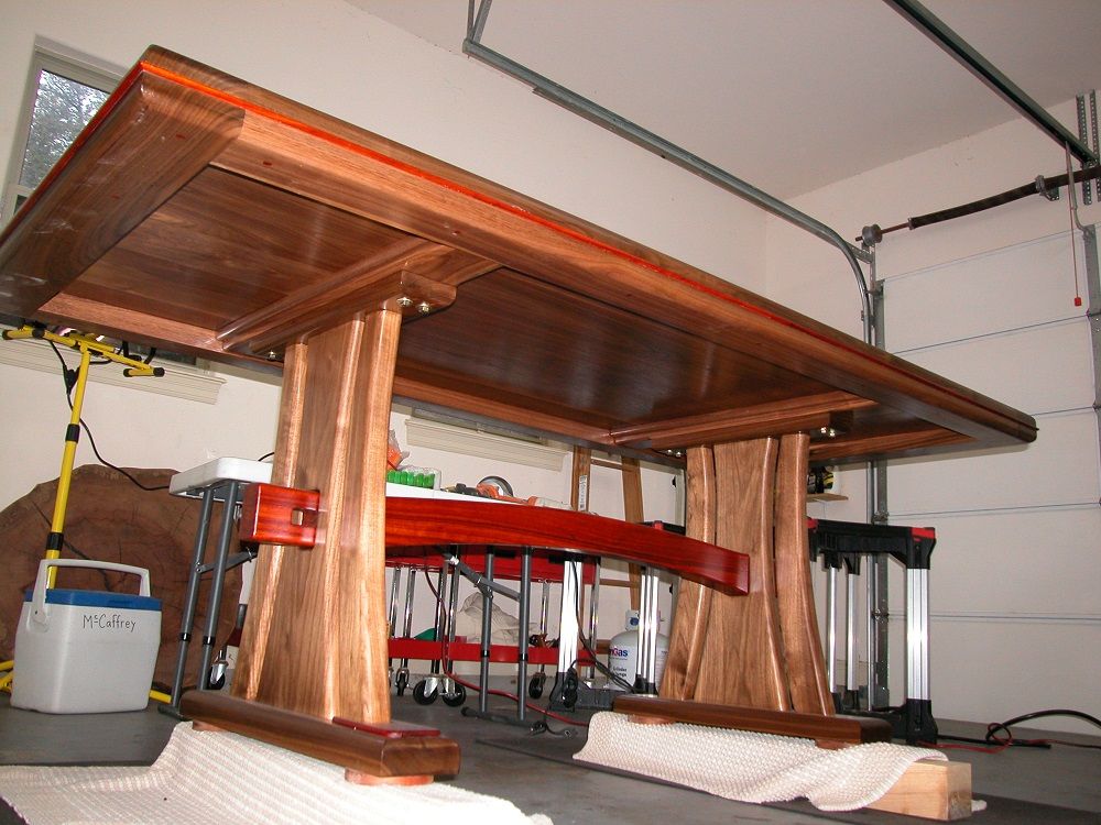 Walnut and paduak dining table, bench and chairs - FineWoodworking