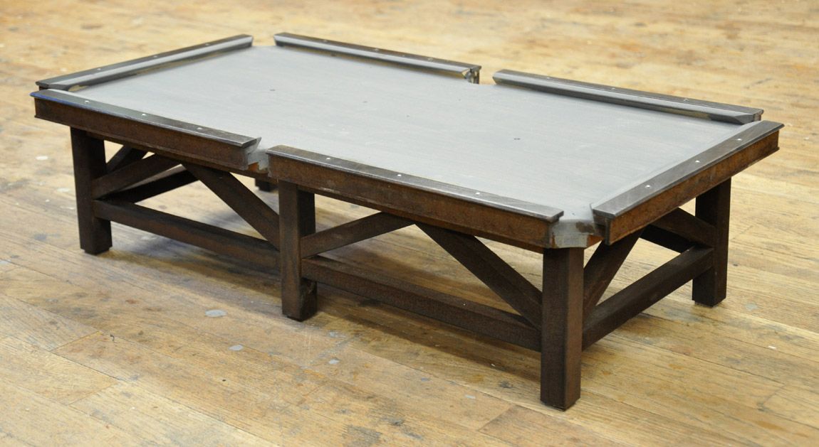 a custom steel and wood pool table - FineWoodworking