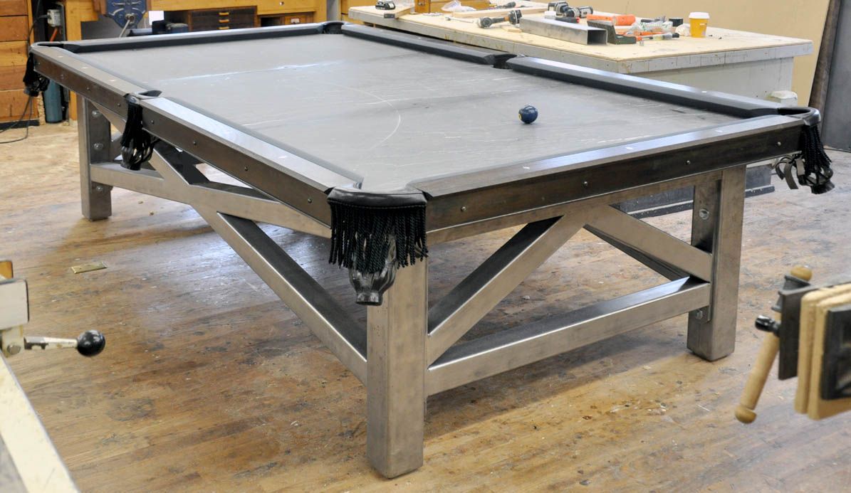 a custom steel and wood pool table - FineWoodworking