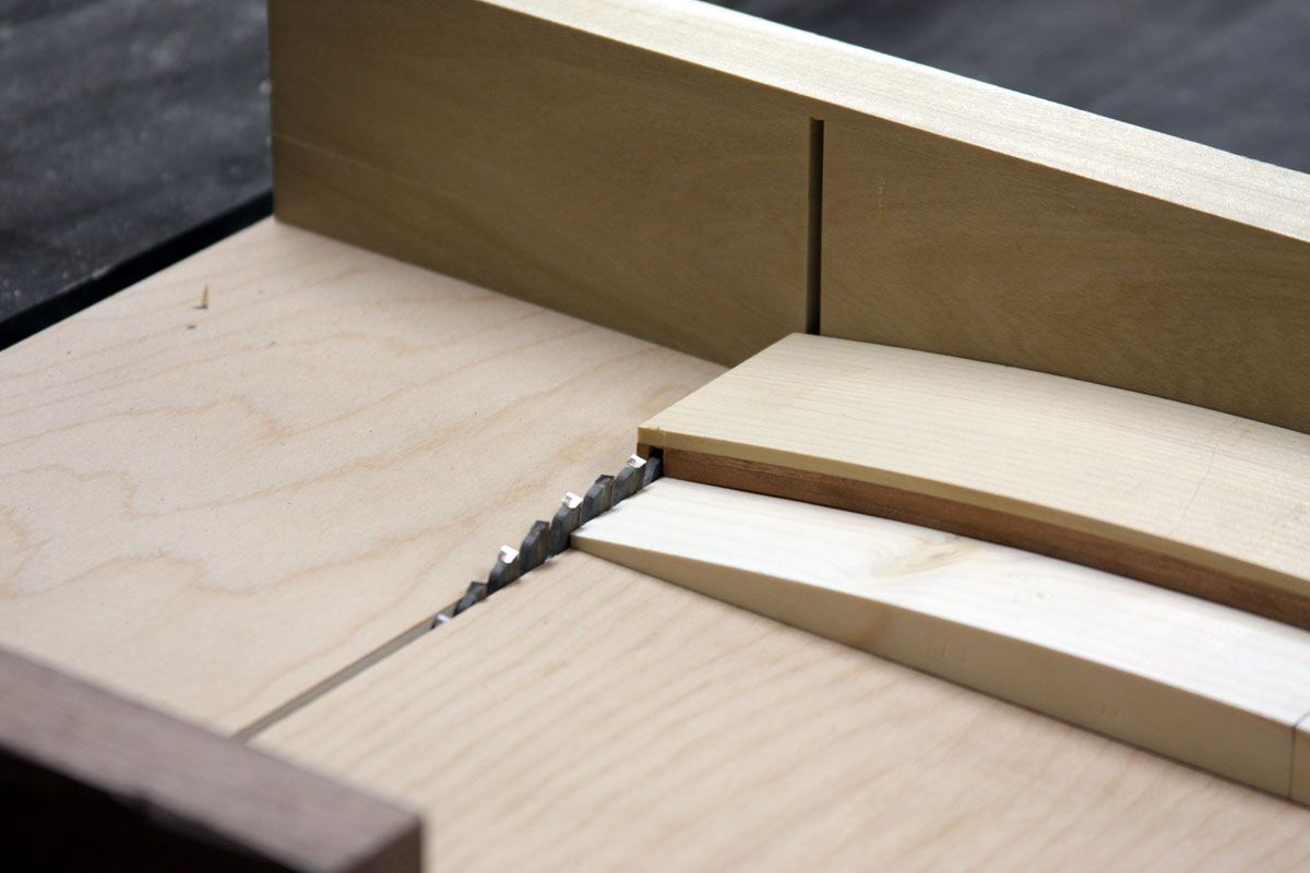 Simple fixture flattens curved drawer fronts for joinery - FineWoodworking
