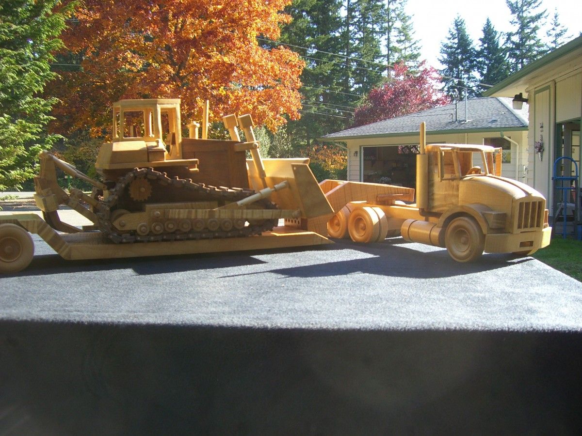 Toys & Joys Low Boy Trailer and High Track Dozer - FineWoodworking