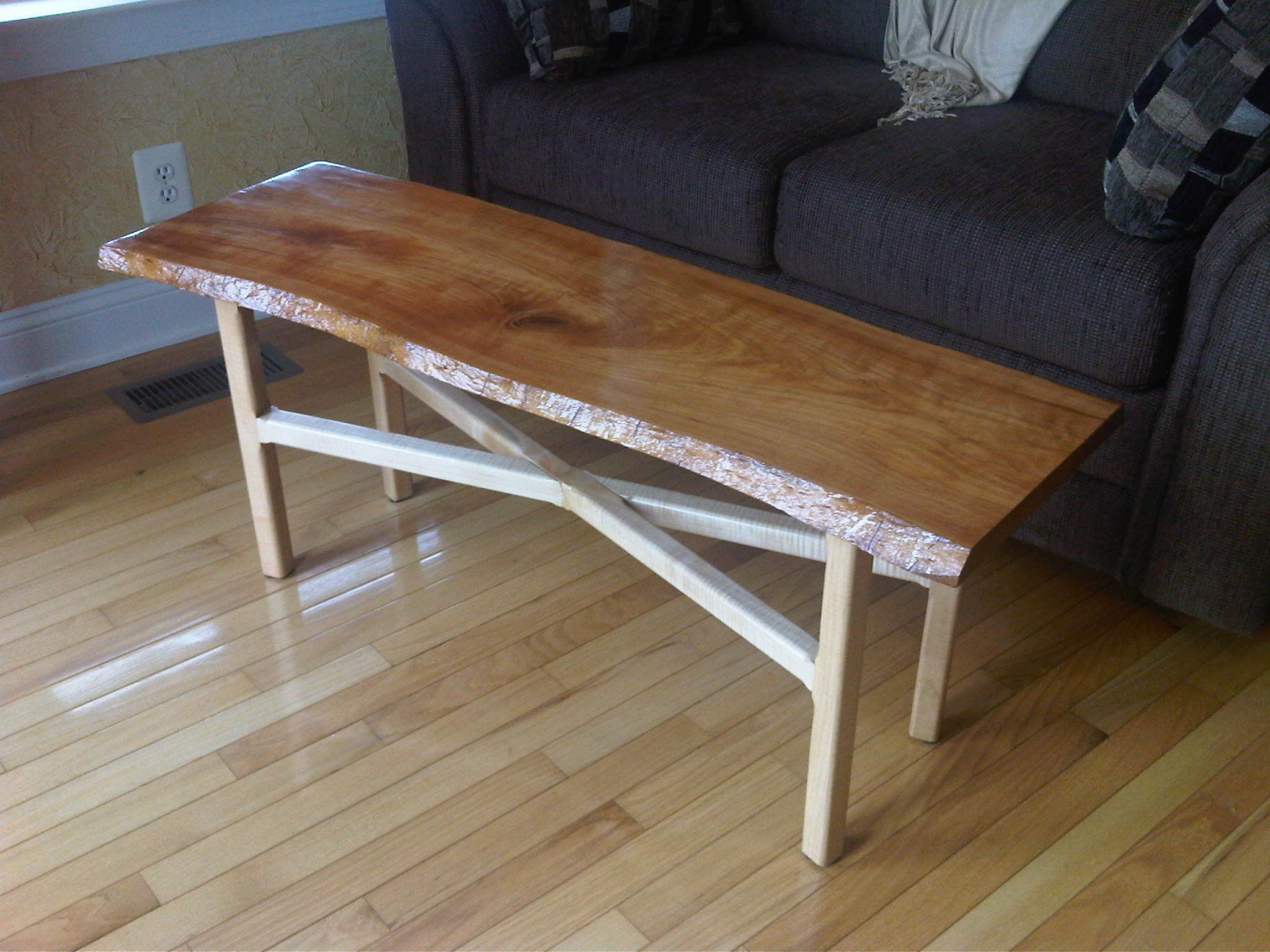 small cherry slab table with matching plant stands - FineWoodworking