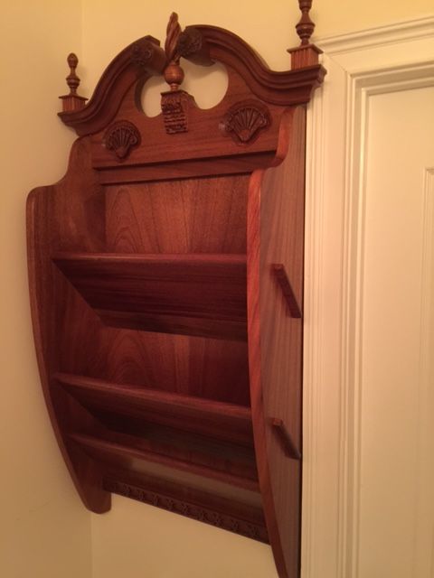 Magazine rack with gooseneck molding on pediment - FineWoodworking