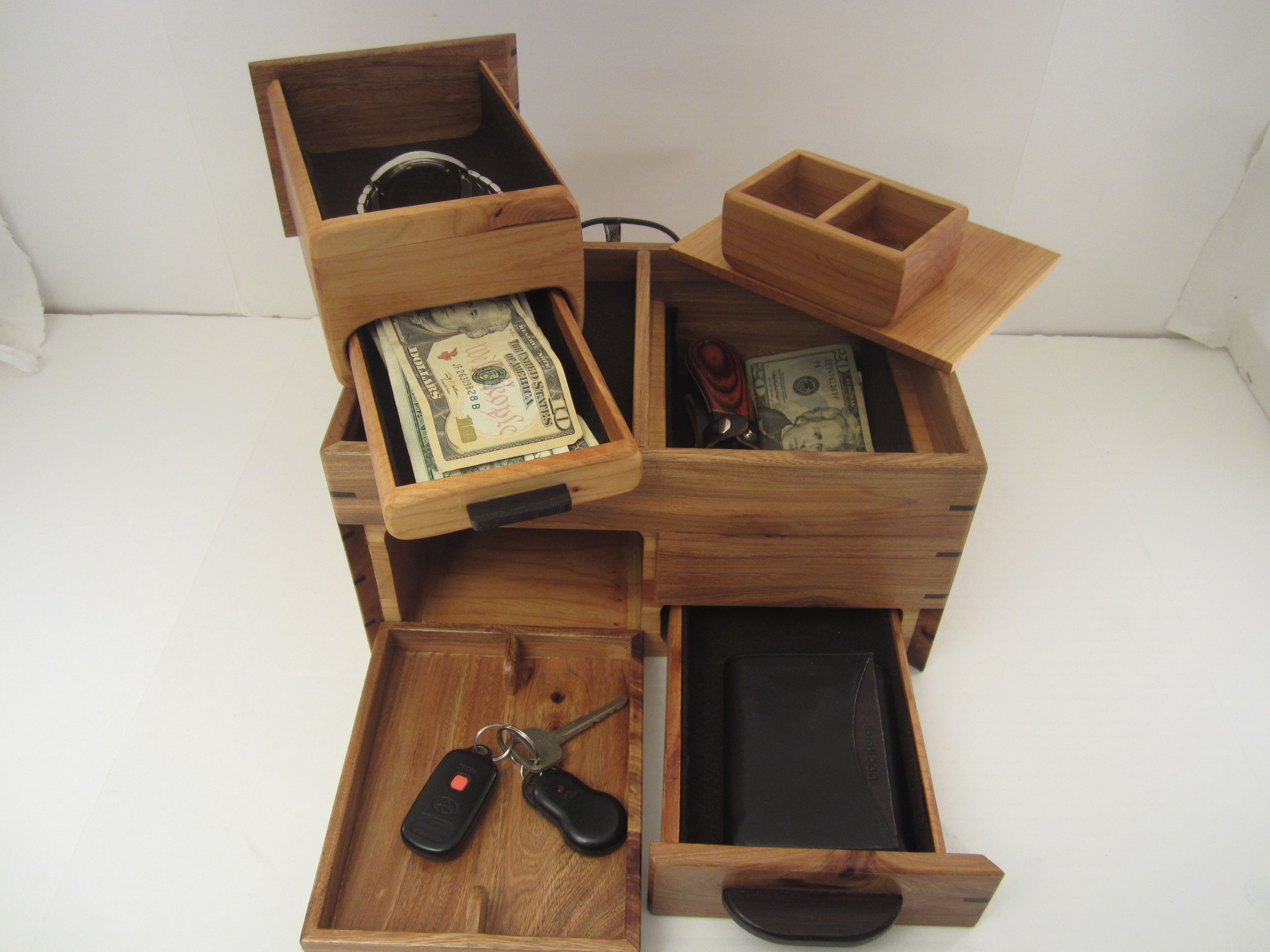 Men's Valet Box With Phone Charging And Hidden Compartments, Texas ...
