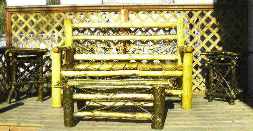 classy rustic and willow garden bench ensemble - FineWoodworking