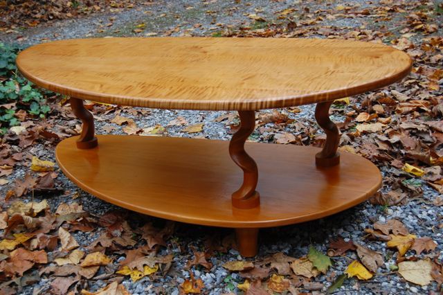 Retro coffee table with offset turned legs - FineWoodworking