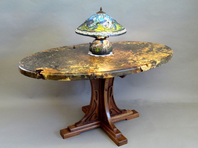 Buckeye Burl and Walnut Pedestal Table - FineWoodworking