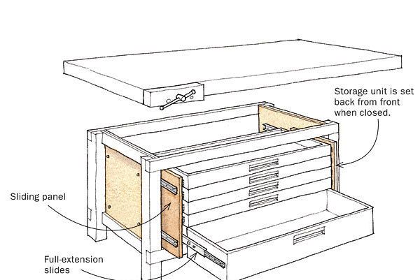 Easy-Access Workbench Drawers Don't Impede Clamping - FineWoodworking