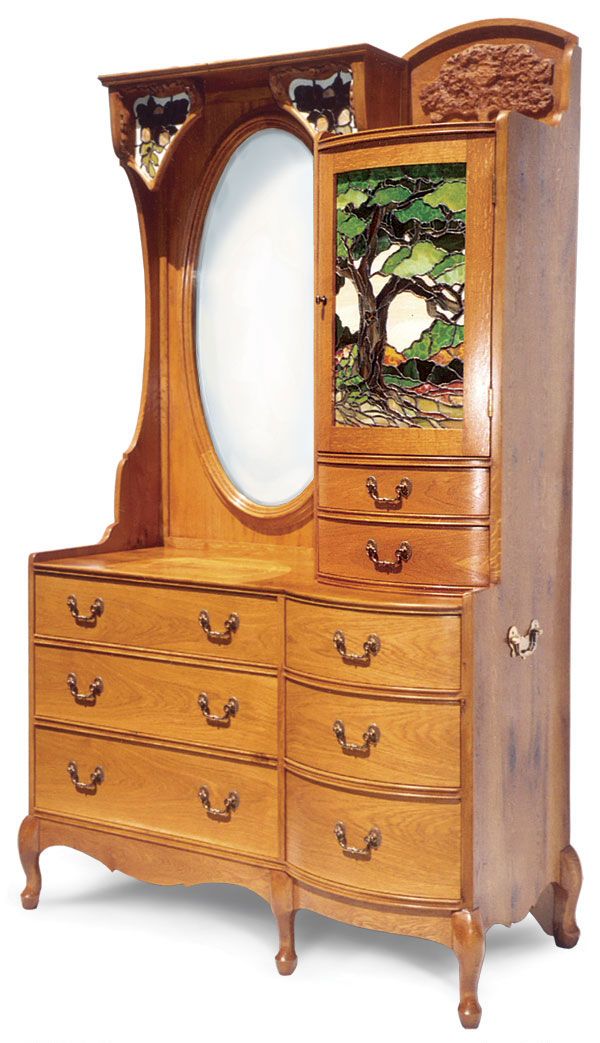 White Oak and Stained Glass Chest of Drawers - FineWoodworking