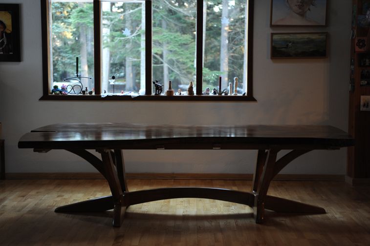 Walnut slab and white oak dining table - FineWoodworking