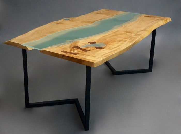 Maple and Glass Slab Dining Table - FineWoodworking