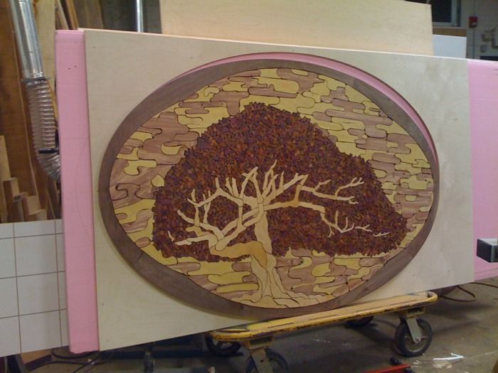 Scrap wood turned back into mosaic tree..... - FineWoodworking