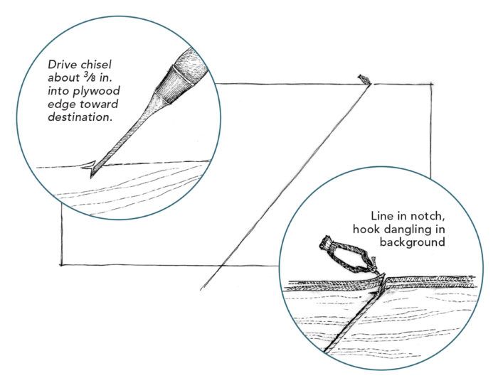 Snap Angled Chalklines Without a Nail - Fine Homebuilding