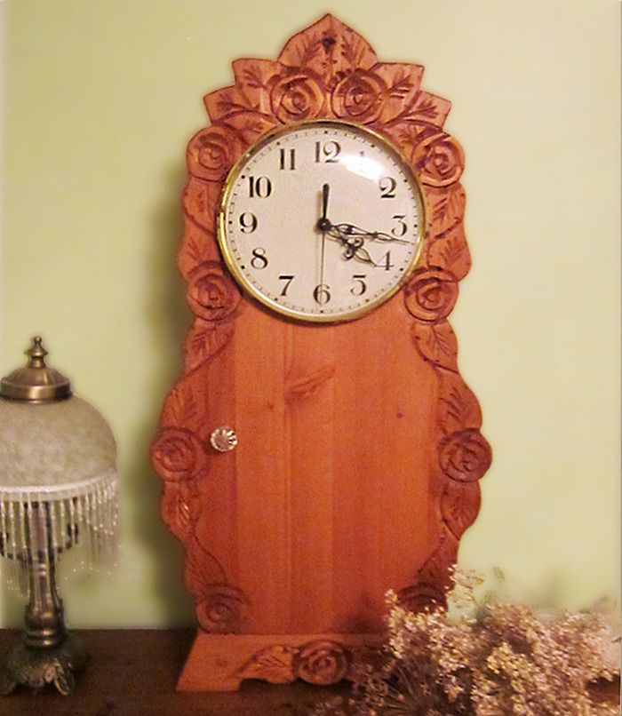 Liza, small rose carved storage clock - FineWoodworking