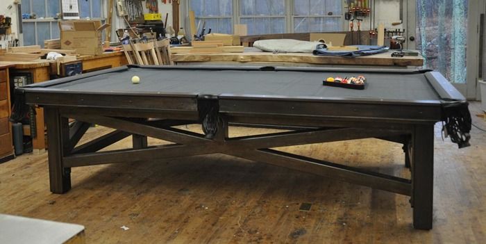 a custom steel and wood pool table - FineWoodworking