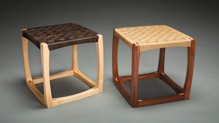 Ash and walnut cube stools - FineWoodworking