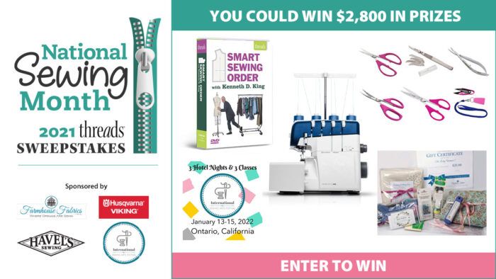 Threads National Sewing Month Sweepstakes 2021 - Threads